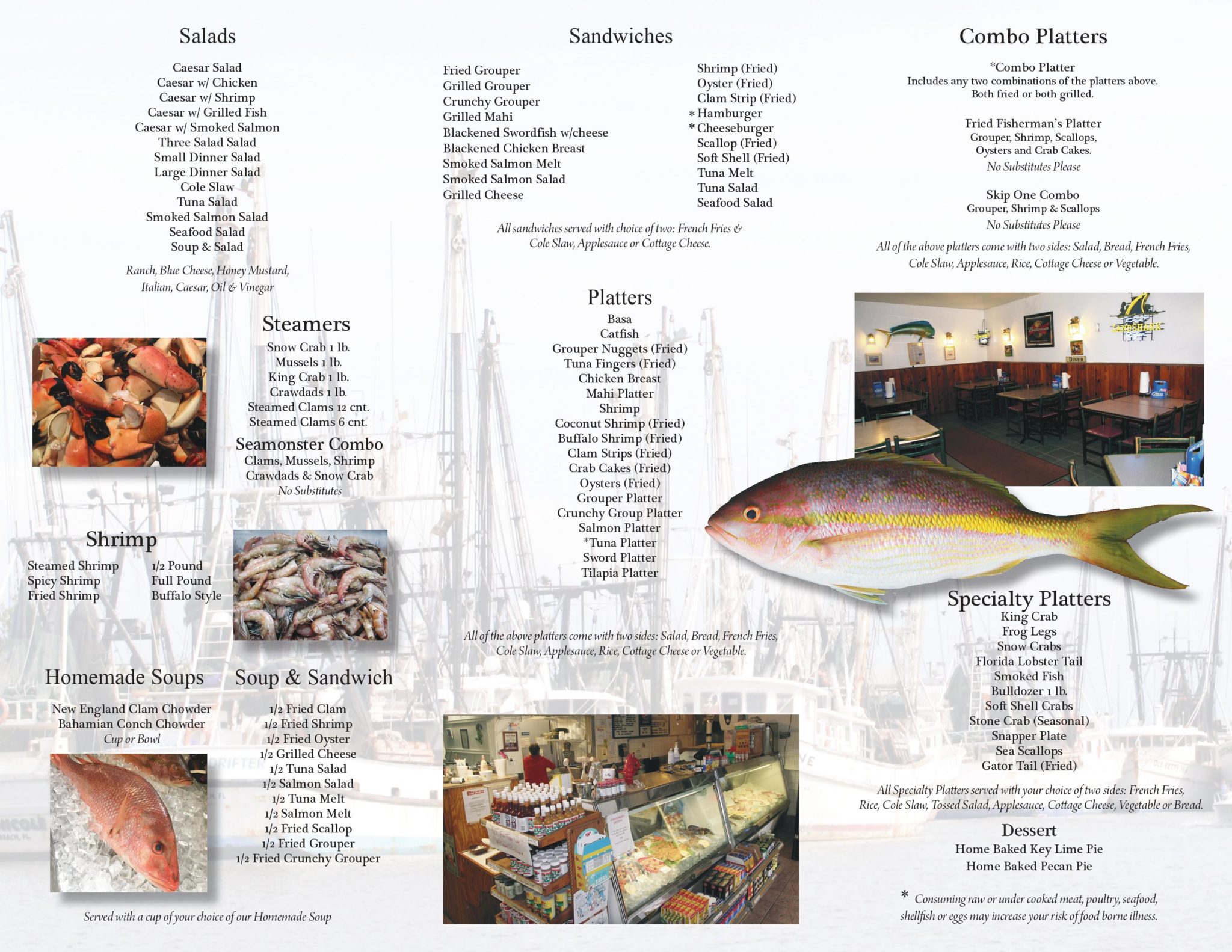 Restaurant Menu | Skip One 41 Seafood Restaurant | Fort Myers Florida